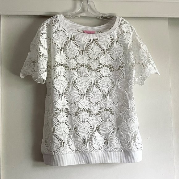 Lilly Pulitzer | Tops | Lilly Pulitzer Resort White Open Lace Short ...